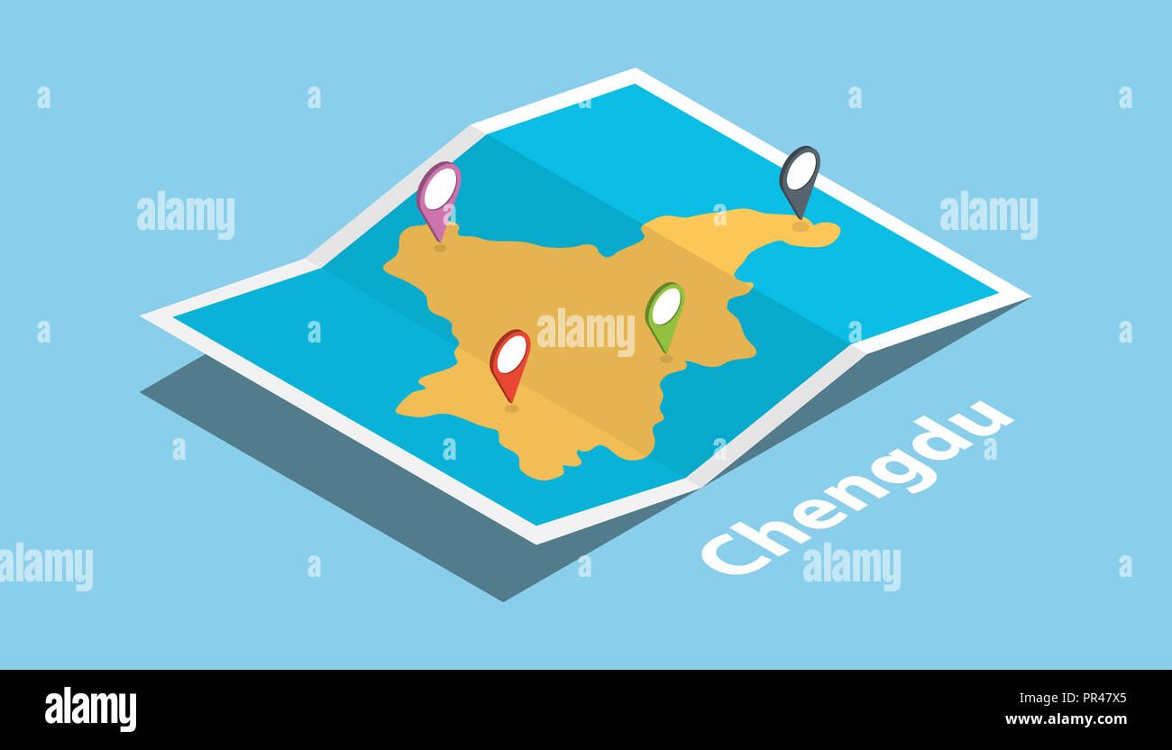 chengdu chengtu sichuan province explore maps location with folded map ...