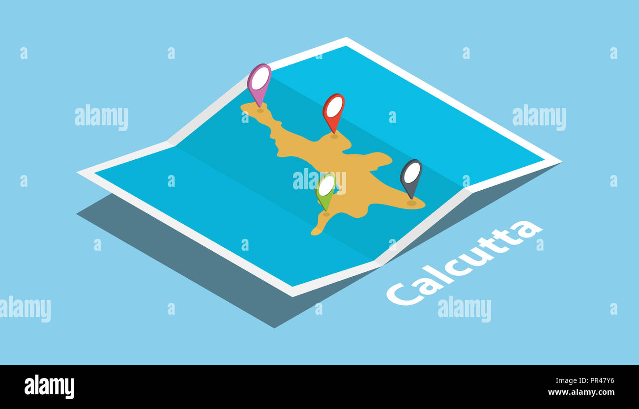 calcutta india explore maps location with folded map and pin location ...