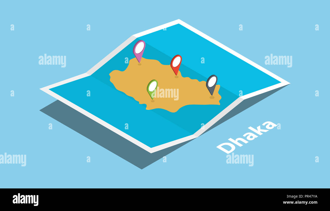 dhaka bangladesh explore maps location with folded map and pin location ...