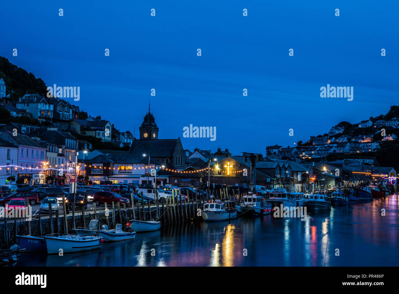 Looe night long exposure fishing boats hi-res stock photography and ...