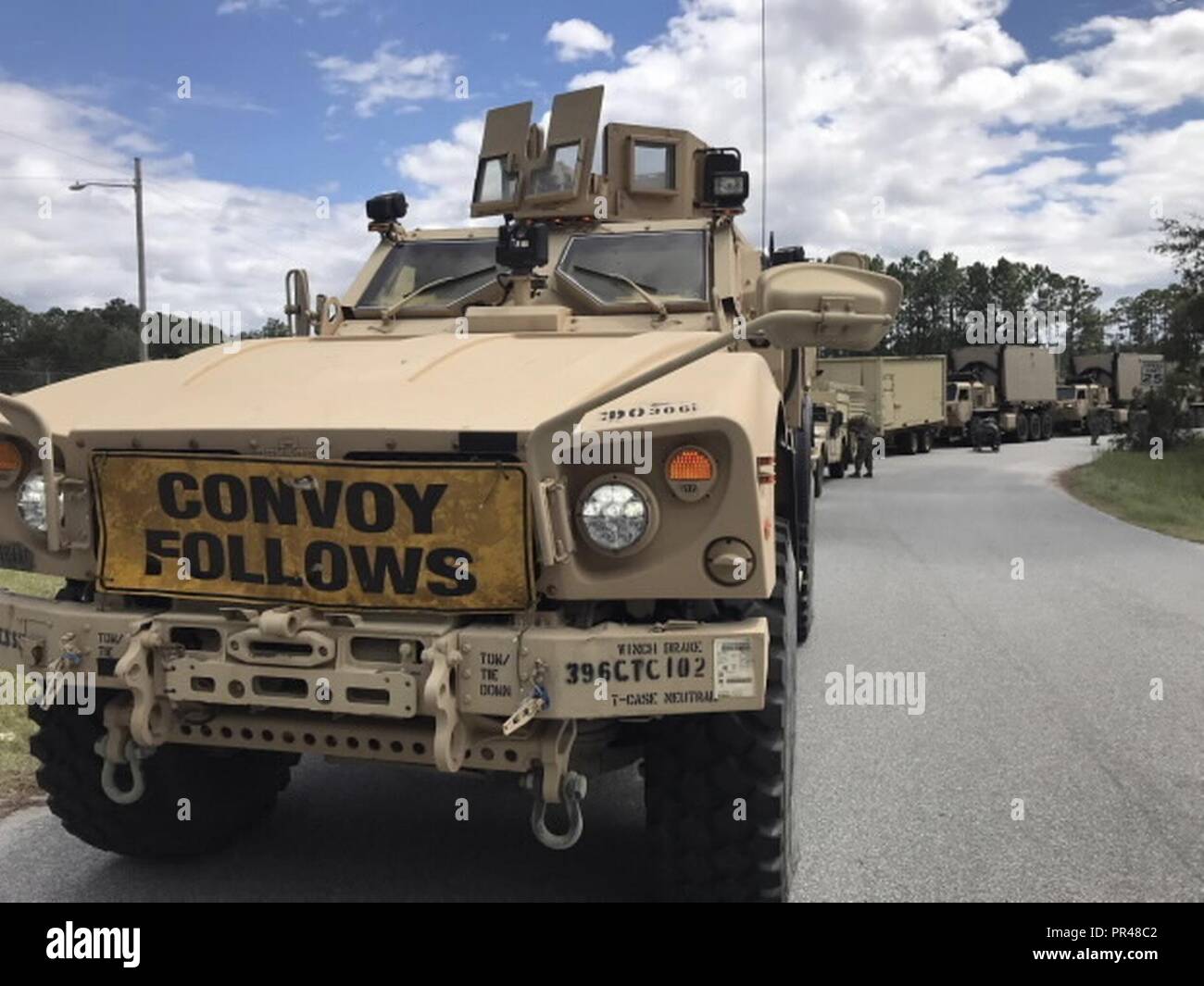 Soldiers ready the first 396th Composite Truck Company convoy, 87th ...