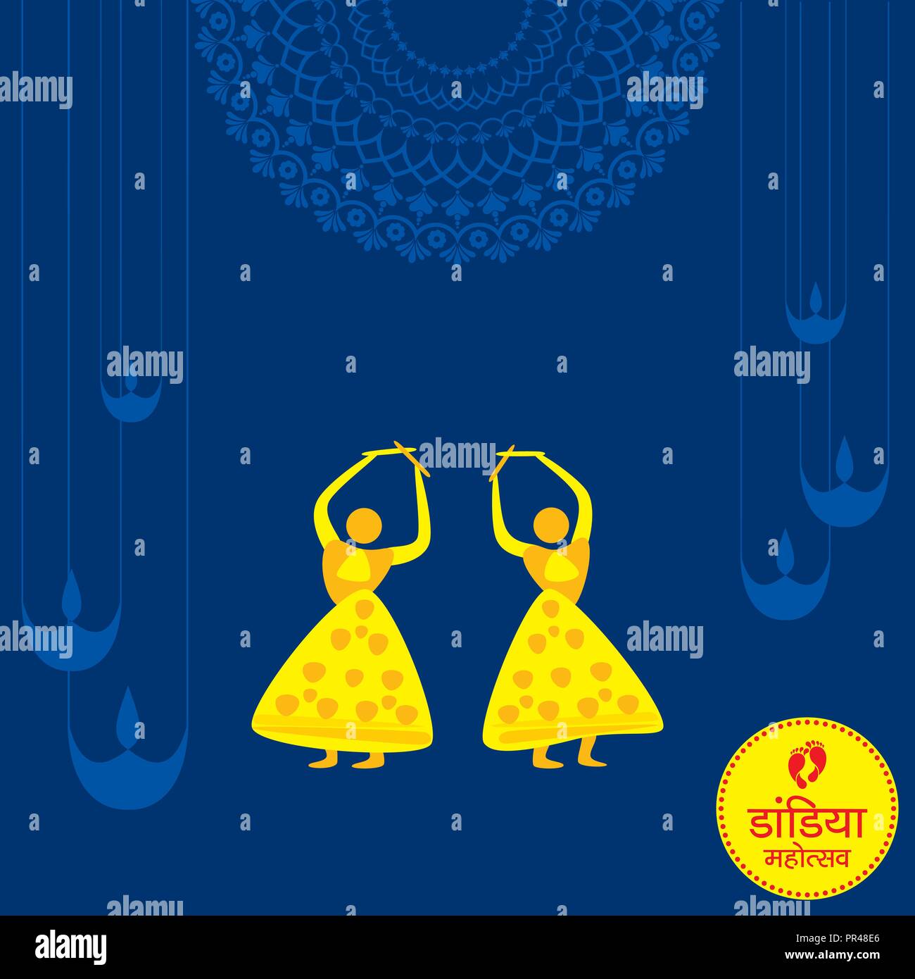 Illustration of Navratri and Garba utsav greeting card stock vector ...