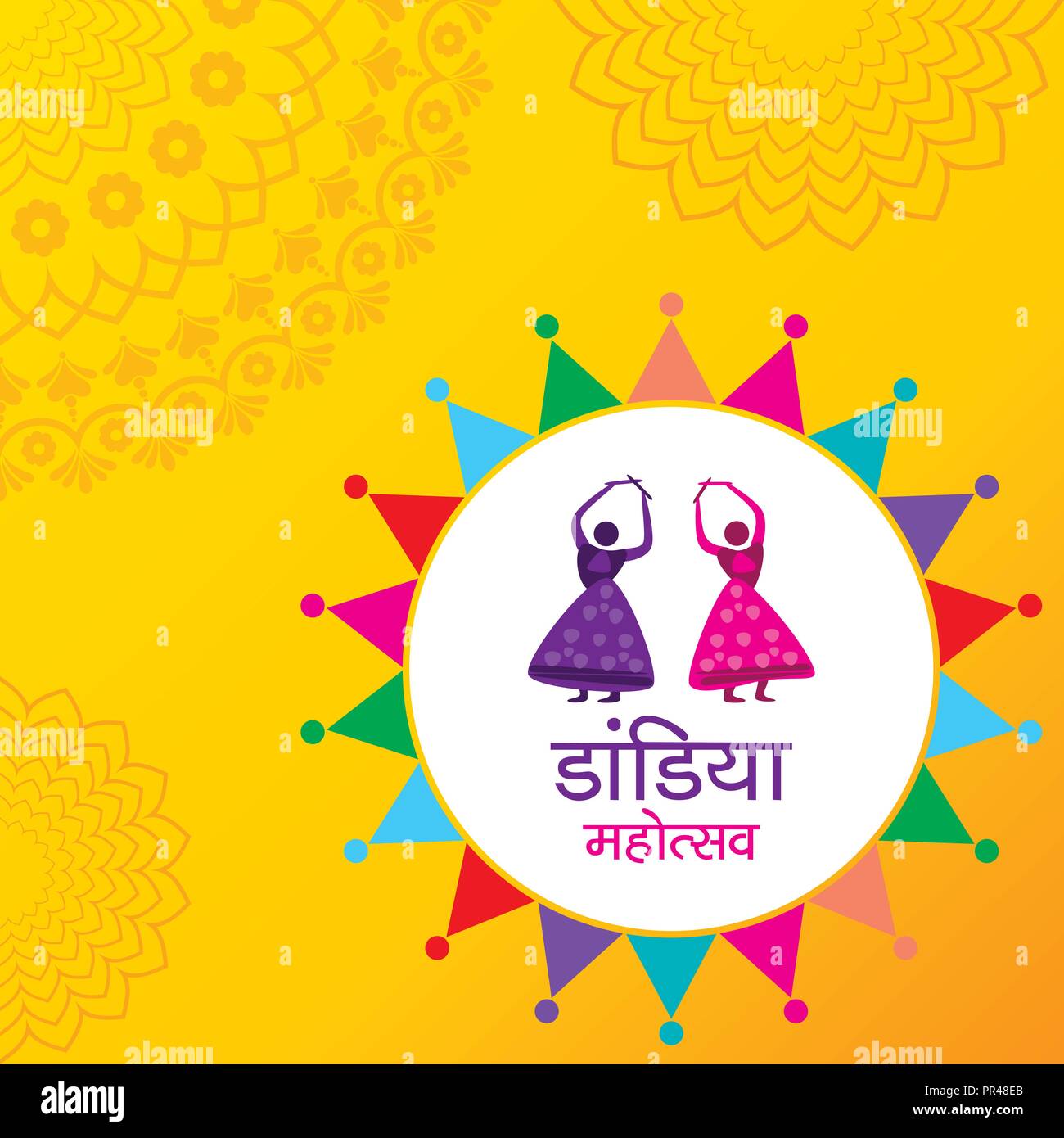 Illustration of Navratri and Garba utsav greeting card stock vector ...