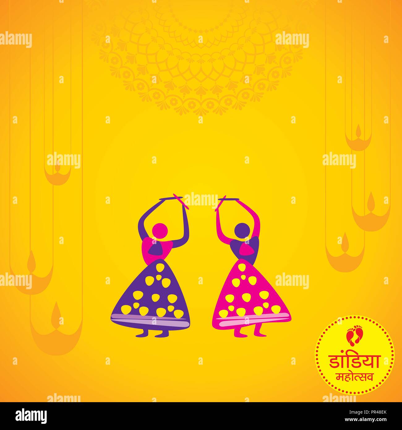 Illustration of Navratri and Garba utsav greeting card stock vector ...