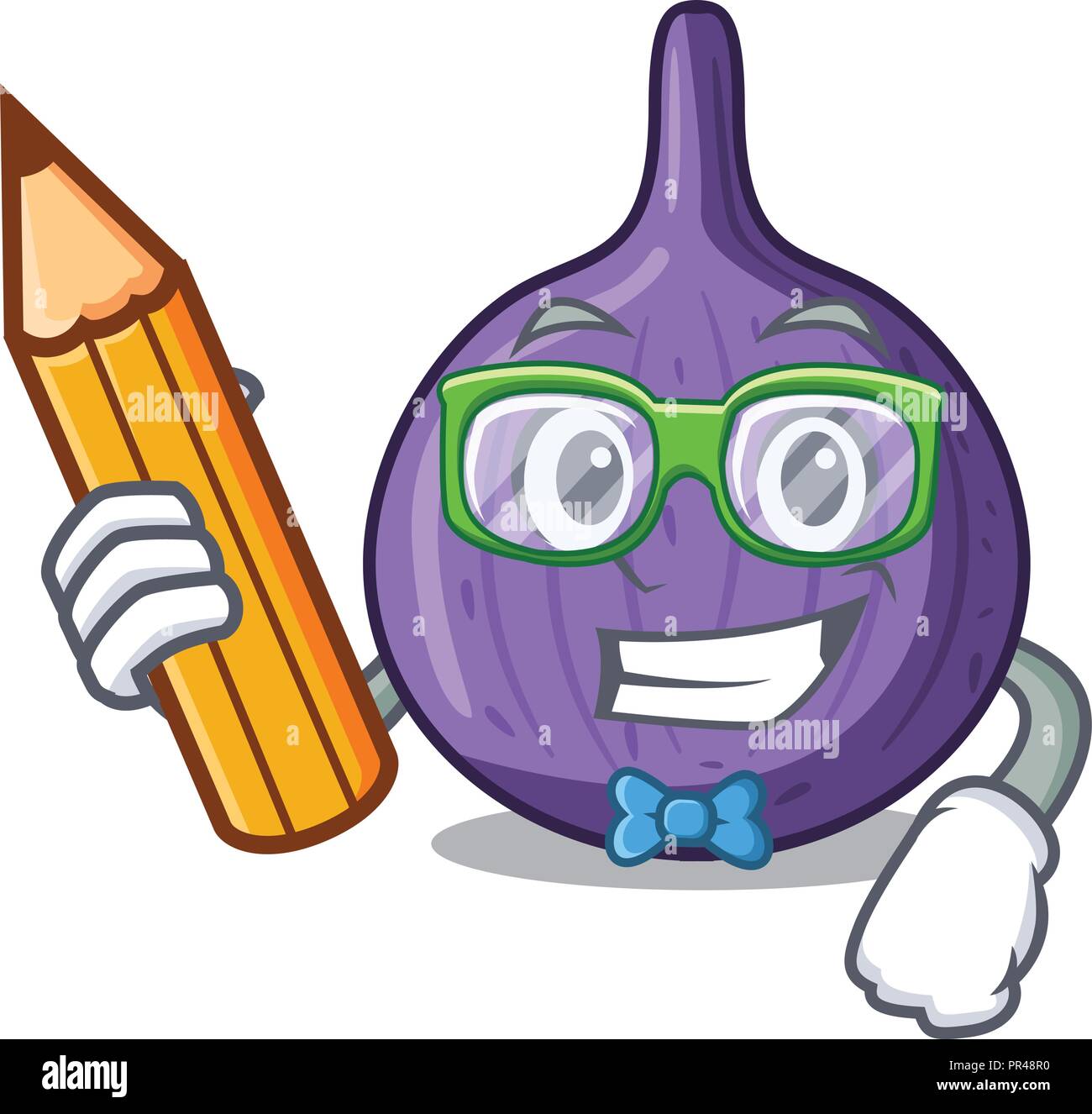 Student with book ripe sweet fig on plate cartoon vector illustration ...