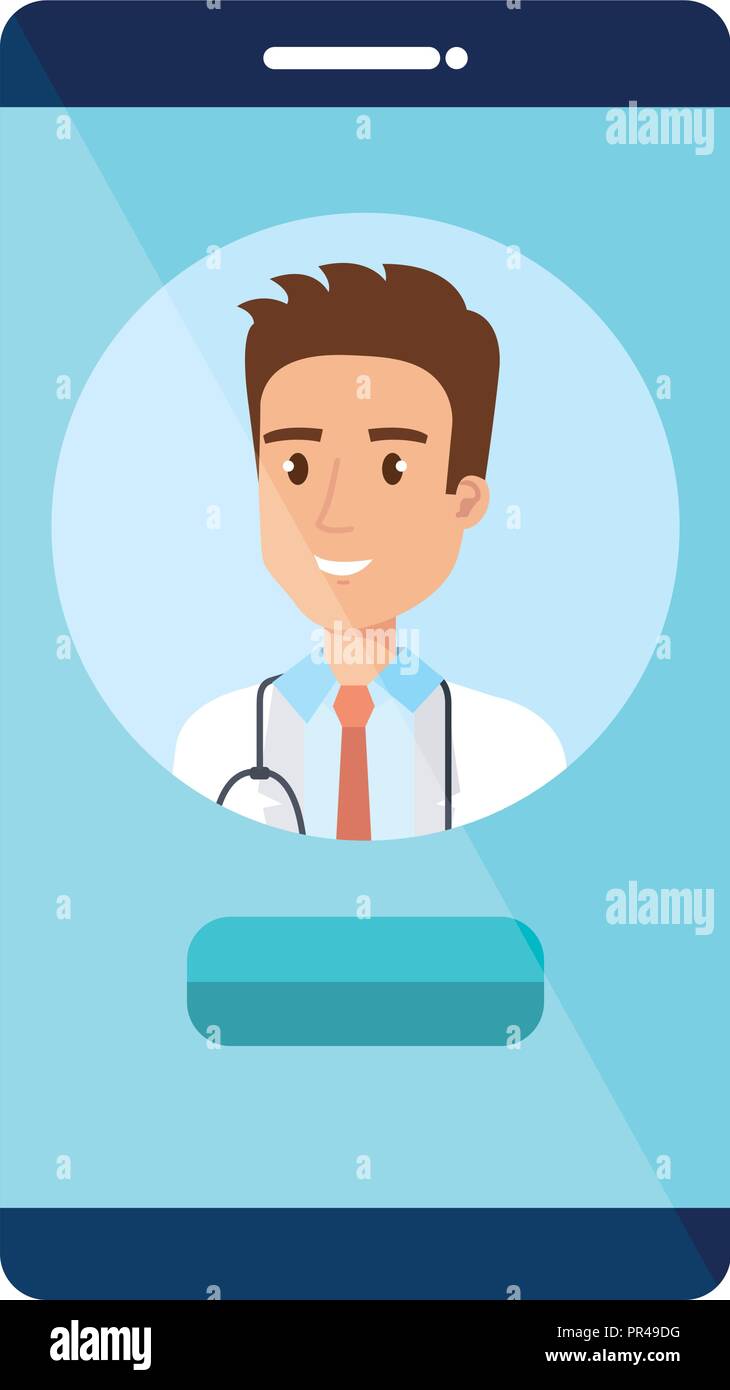 medical doctor in smartphone avatar character vector illustration ...