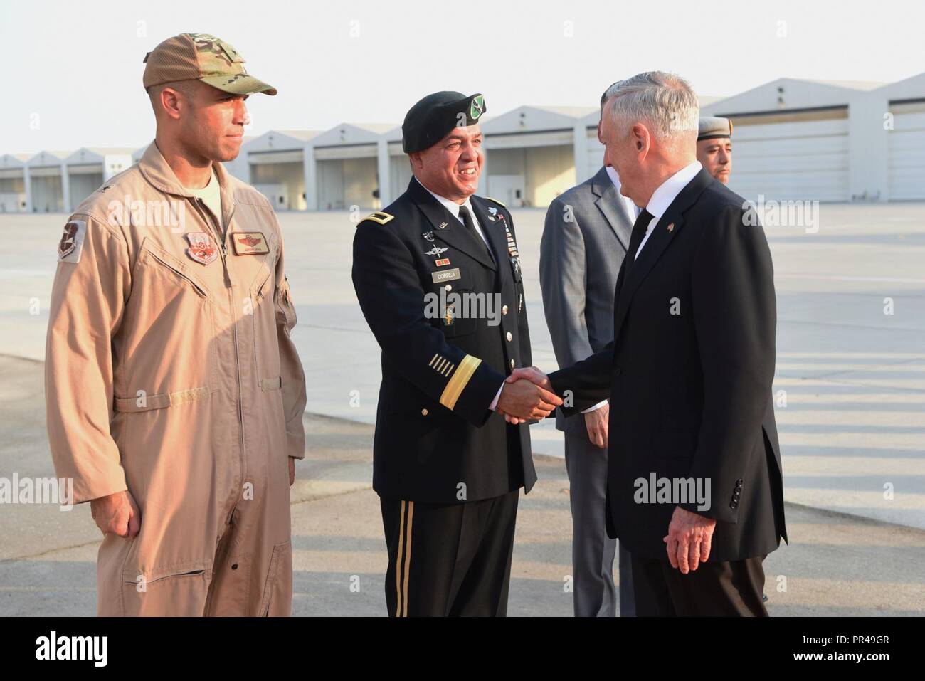 U.S. Secretary of Defense James N. Mattis greets Defense Attaché-United ...