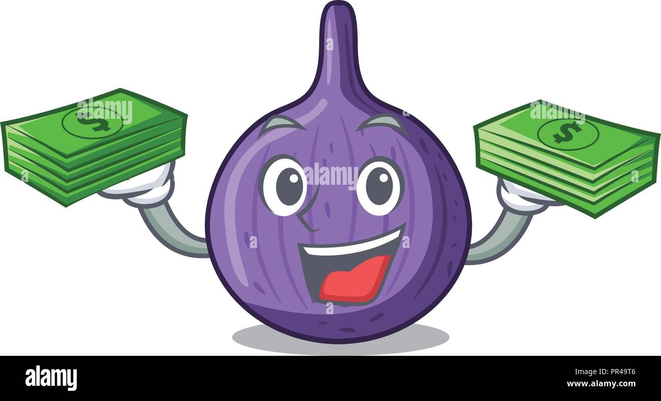 With money fresh sweet figs on table cartoon vector illustration Stock ...