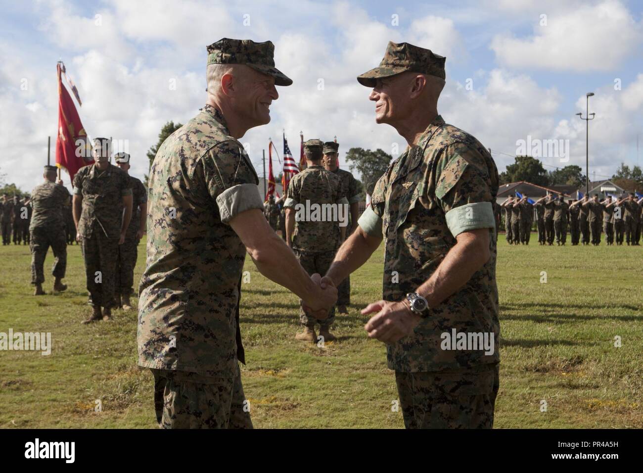 Lt. Gen. Rex C. McMillian, right, outgoing commander of Marine Forces ...