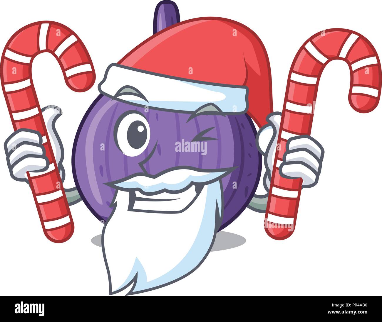 Santa with candy tasty fig fruit isolated on mascot vector illustration ...