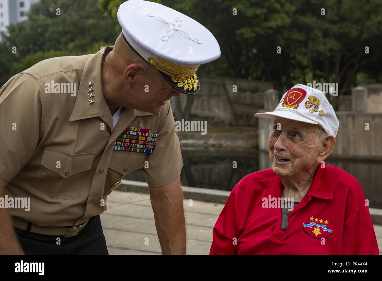 Commandant of the Marine Corps Gen. Robert B. Neller speaks to Iwo Jima ...