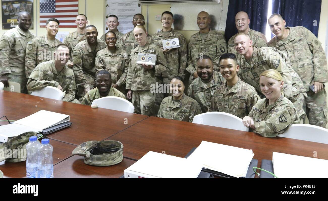 U.S. Army Soldiers graduating from the Basic Leader Course recognize ...