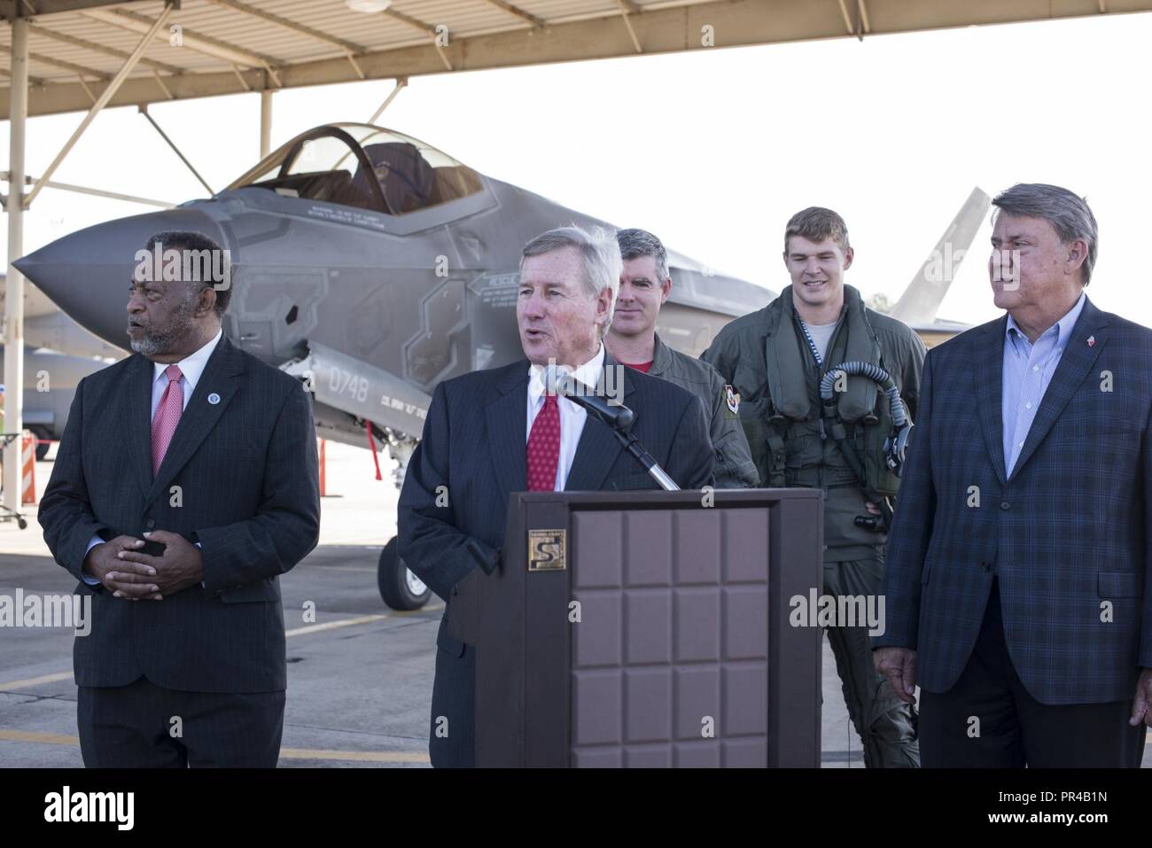 Mayor Todd Strange holds an F35 press conference, Sept. 7, 2018, at ...