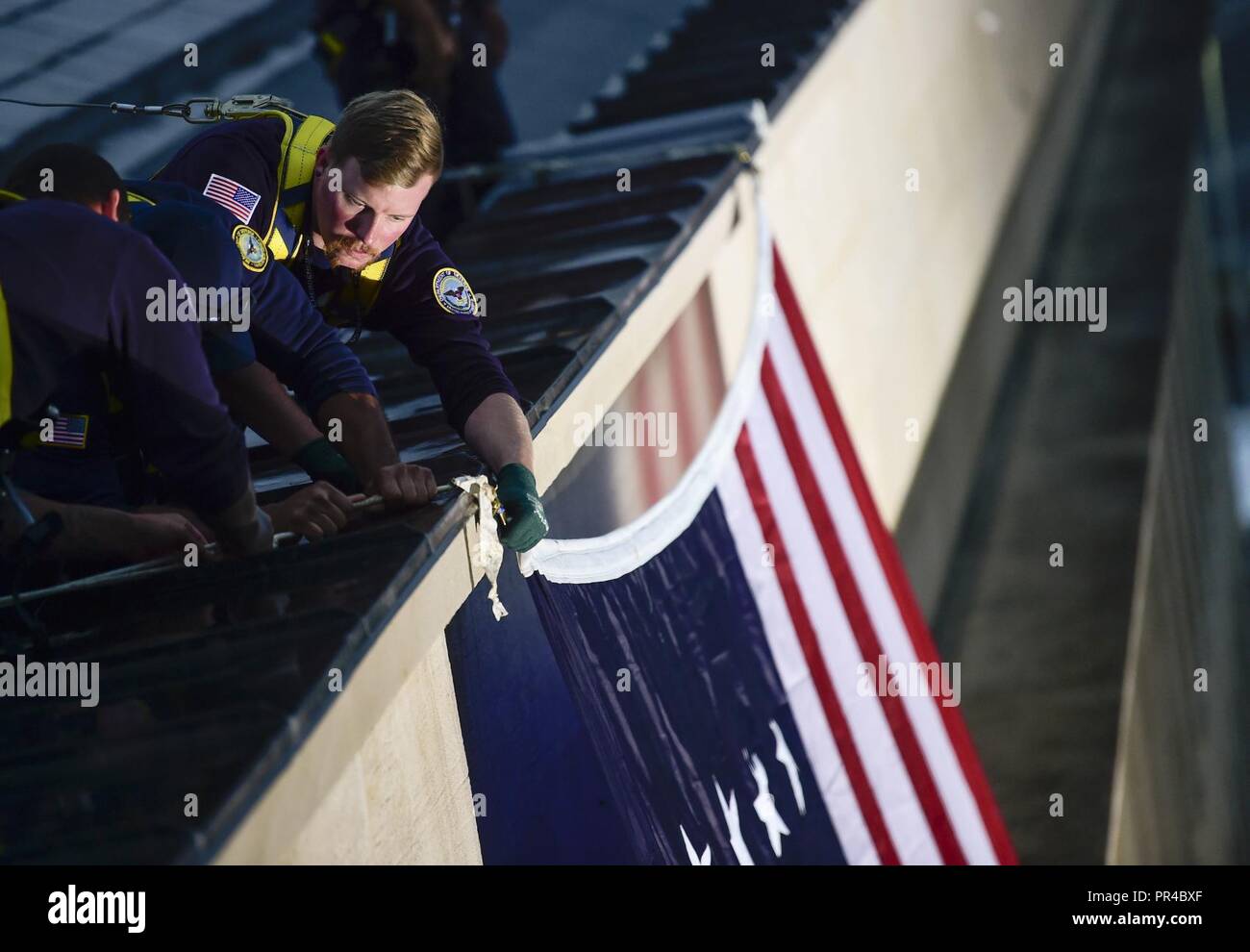 American flag unfurled on pentagon hi-res stock photography and images ...