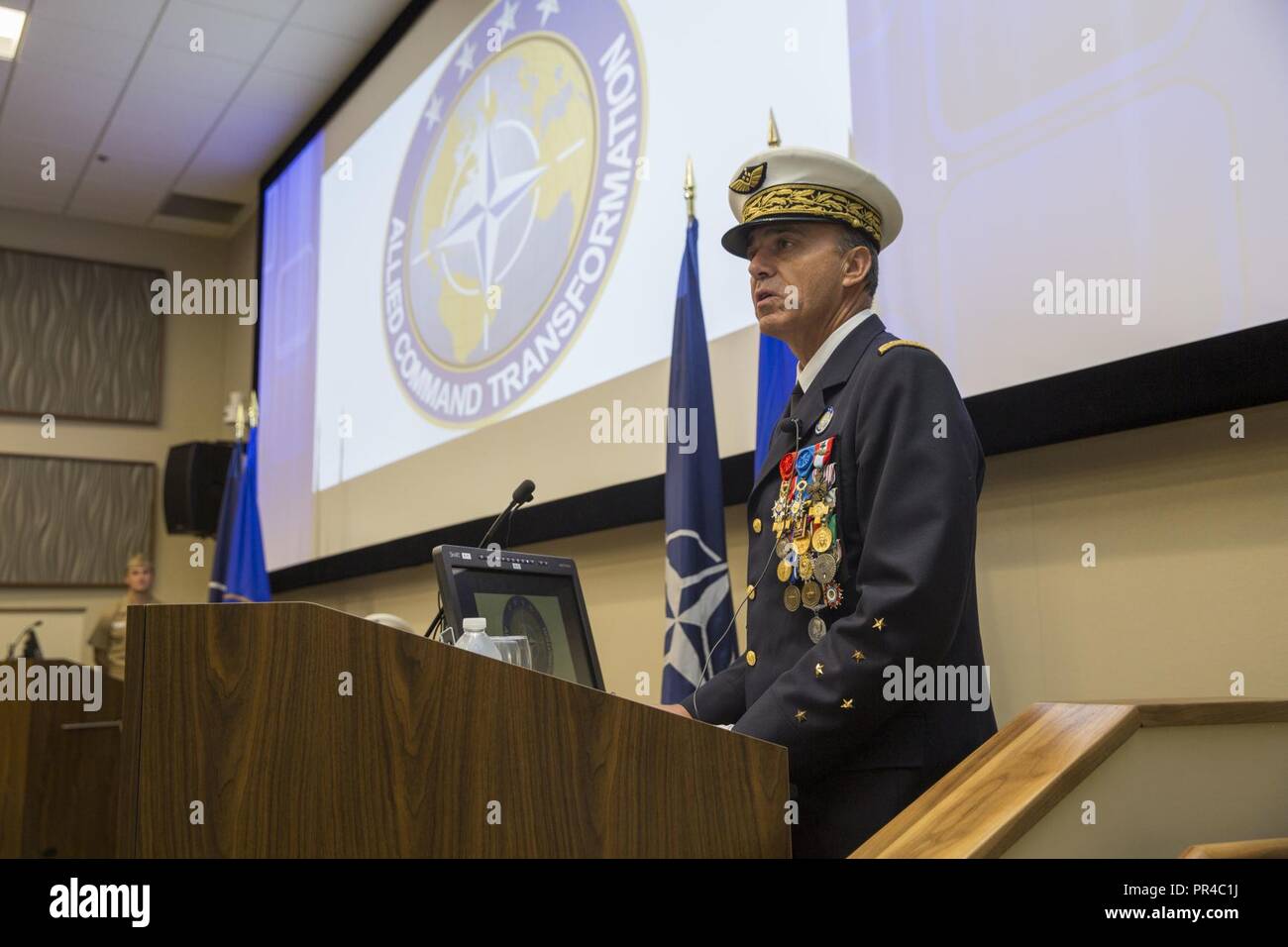 French Air Force General Andre Lanata delivers his first address as ...