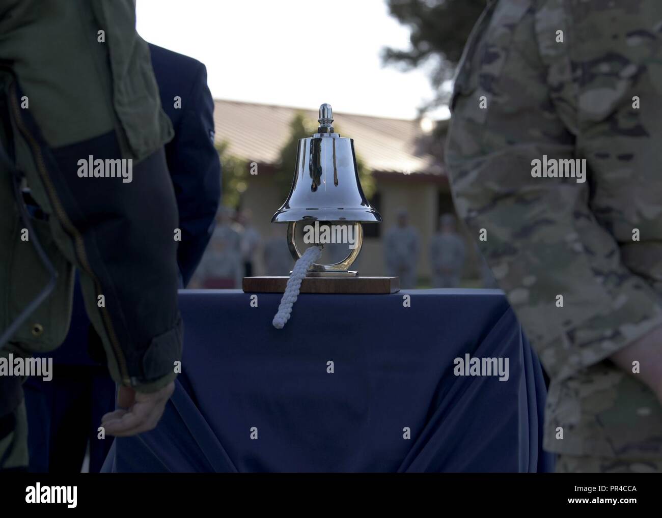 A fireman's bell sits on display during a Patriots Day ceremony at ...