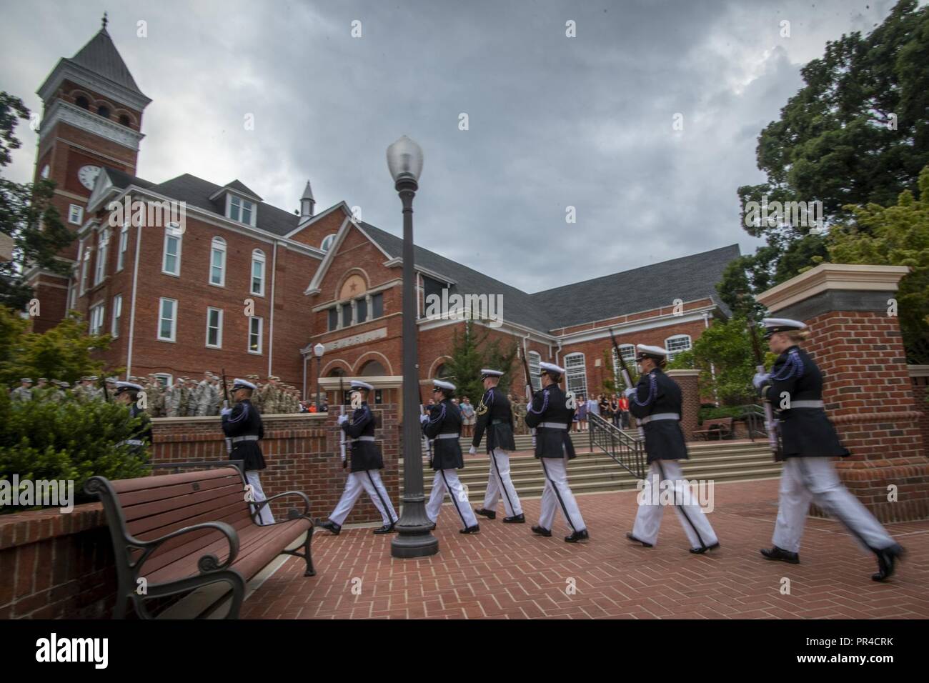 Members of Clemson University’s ROTC honor guard, the Pershing Rifles ...