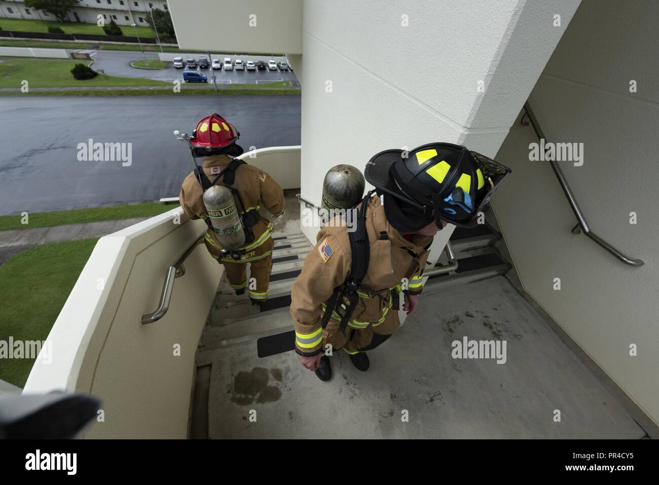 U.S. Air Force Senior Airman Forrest Privette, right, 18th Civil ...