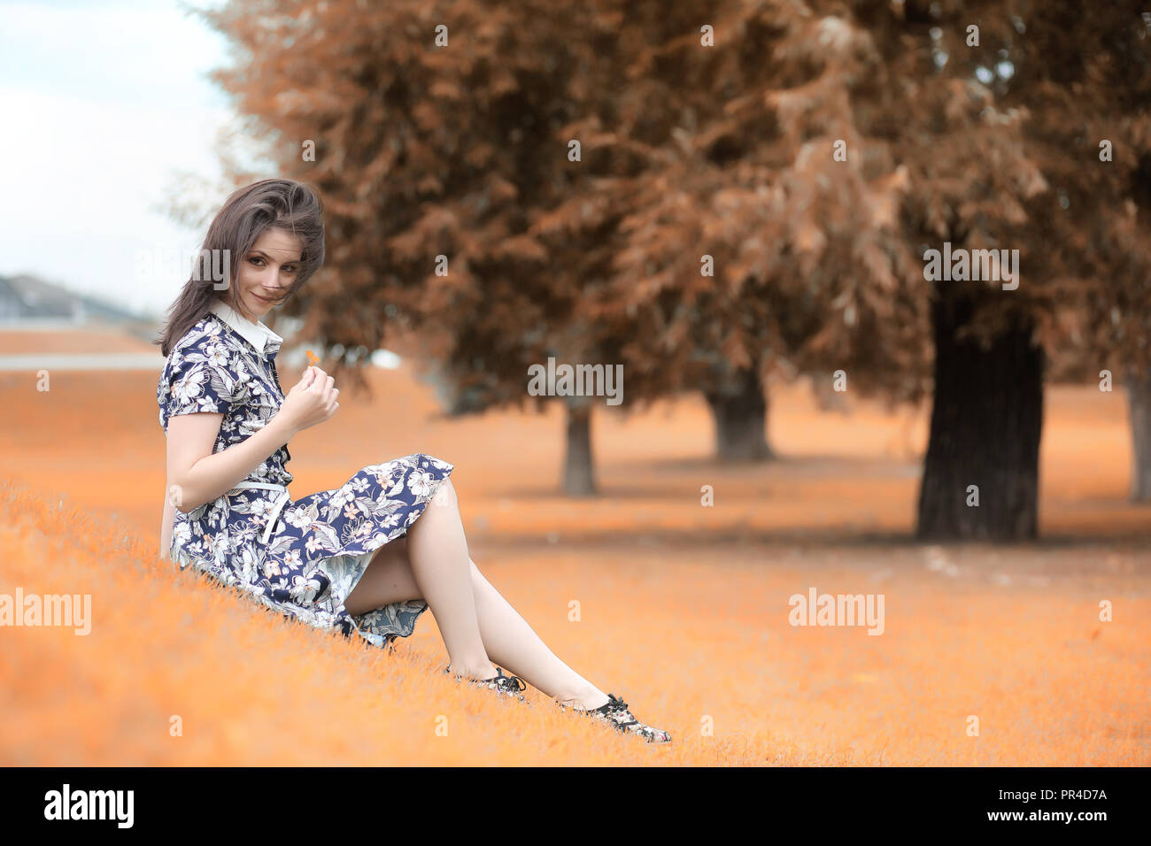 Beautiful girl for a walk in autumn Stock Photo - Alamy
