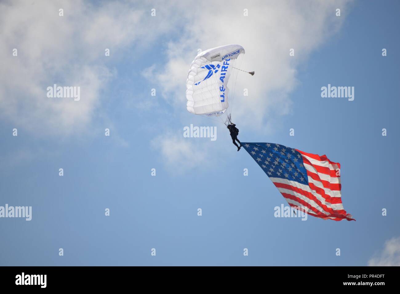 Aerial flag for the opening and national anthem of the 187th Red Tails ...