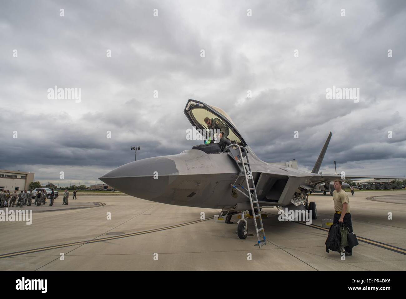 F-22 Raptors and T-38 Talons from Joint Base Langley-Eustis, Virginia ...