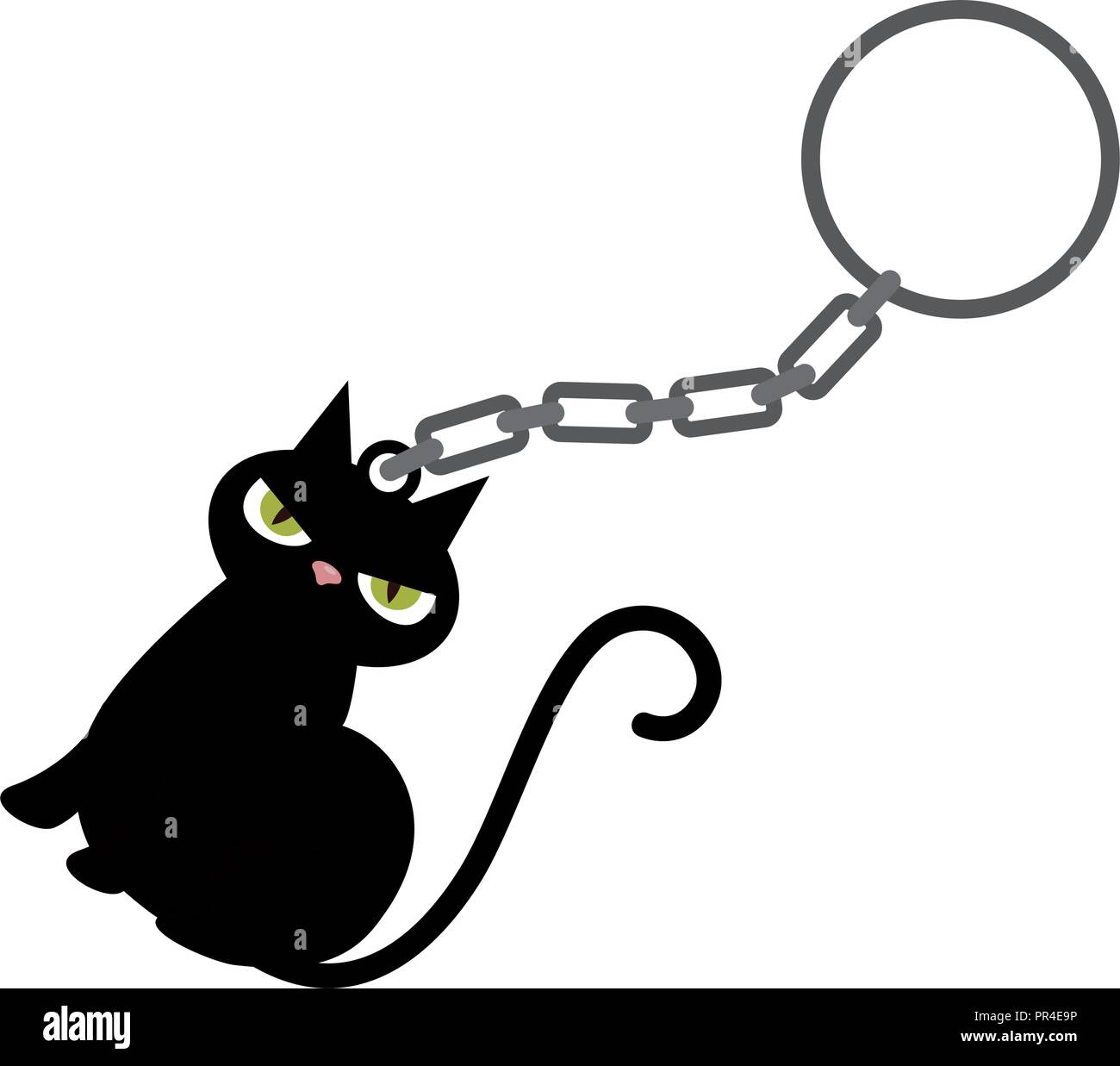 halloween key chain with black cat vector illustration design Stock ...