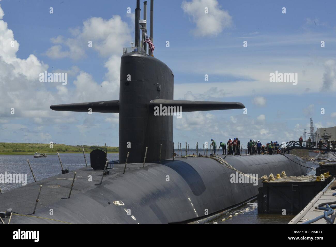 The Ohio-class ballistic-missile submarine USS Rhode Island (SSBN 740 ...