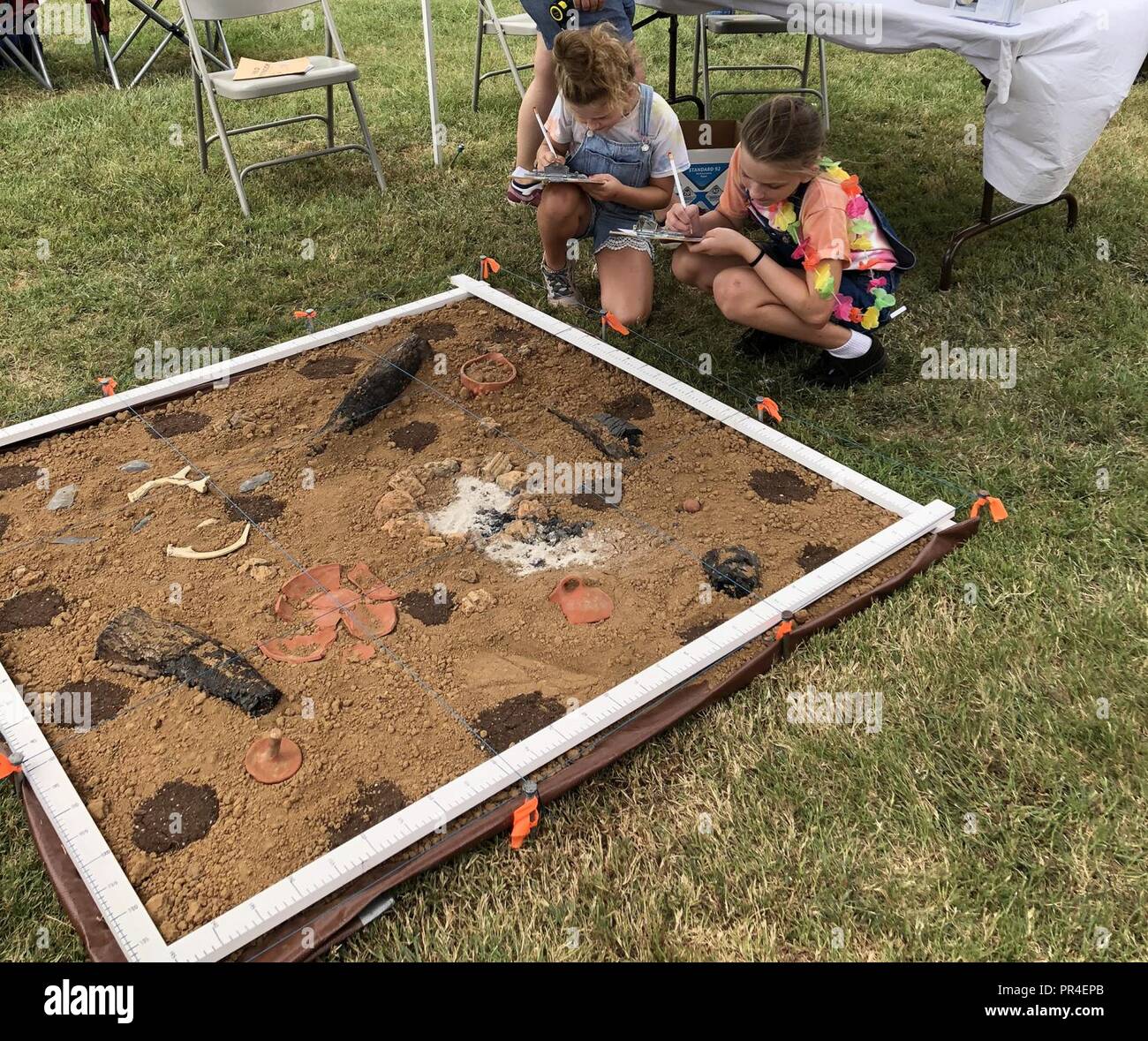 Children learn mapping skills with a replica archaeological house floor ...