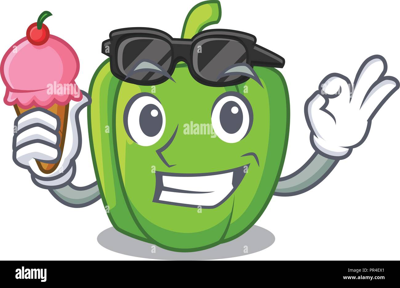 With ice cream green peppers on the table cartoon Stock Vector Image ...