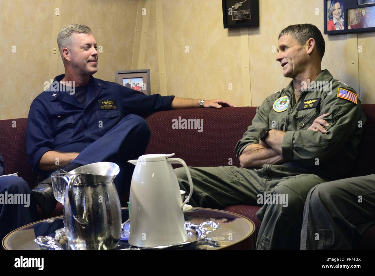 ATLANTIC OCEAN (Sep. 10, 2018) Vice Adm. Andy Lewis, right, commander ...