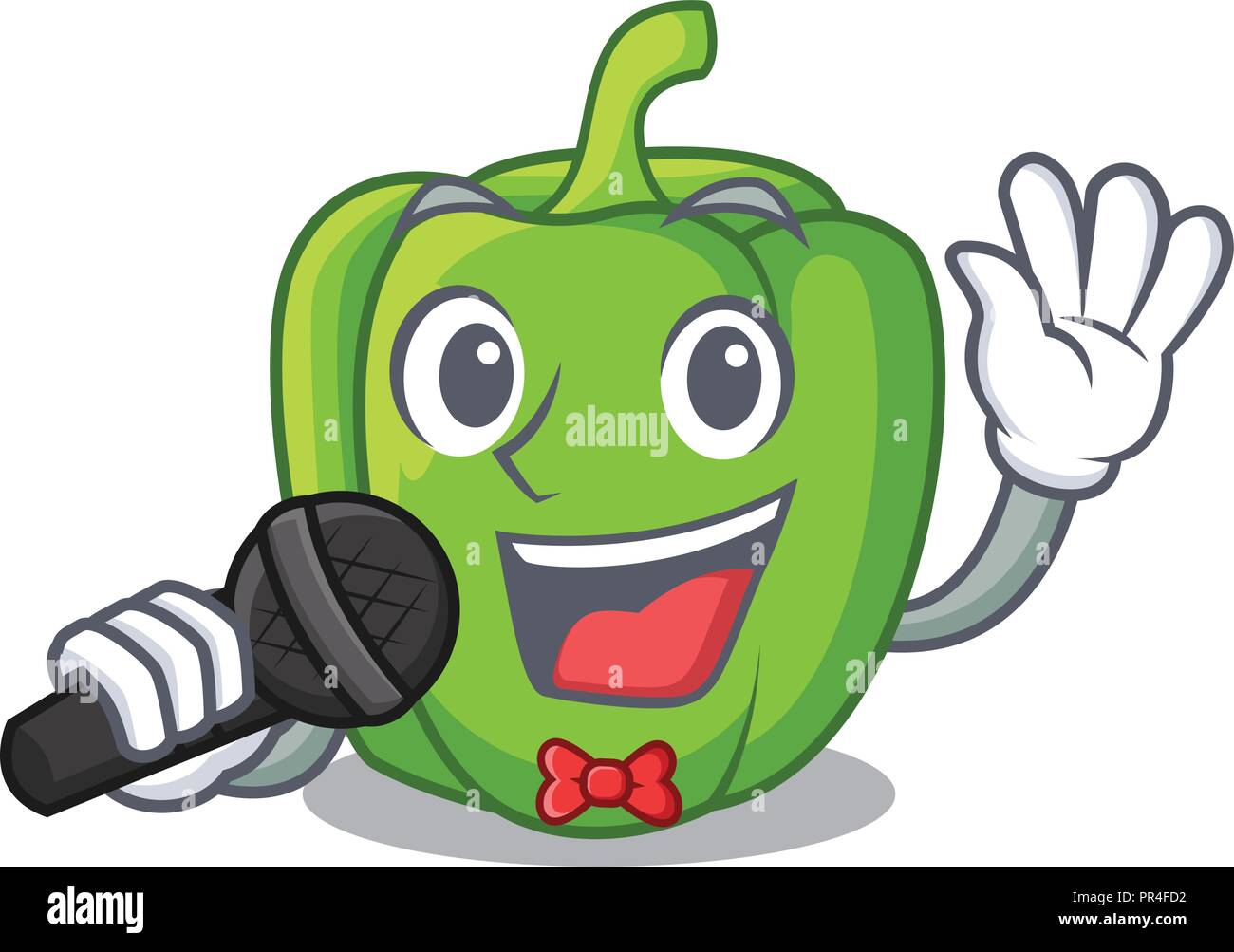 Singing cartoon fresh green pepper in the kitchen Stock Vector Image ...