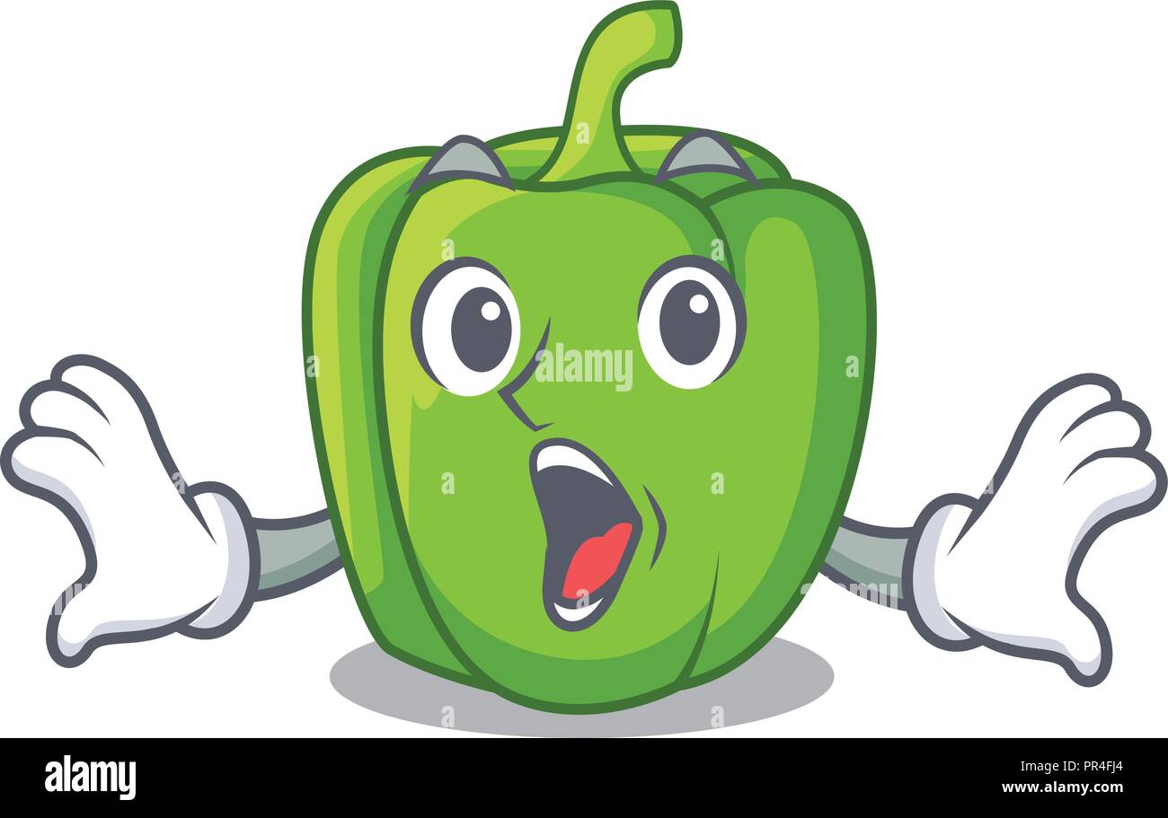 Surprised cartoon fresh green pepper in the kitchen Stock Vector Image ...