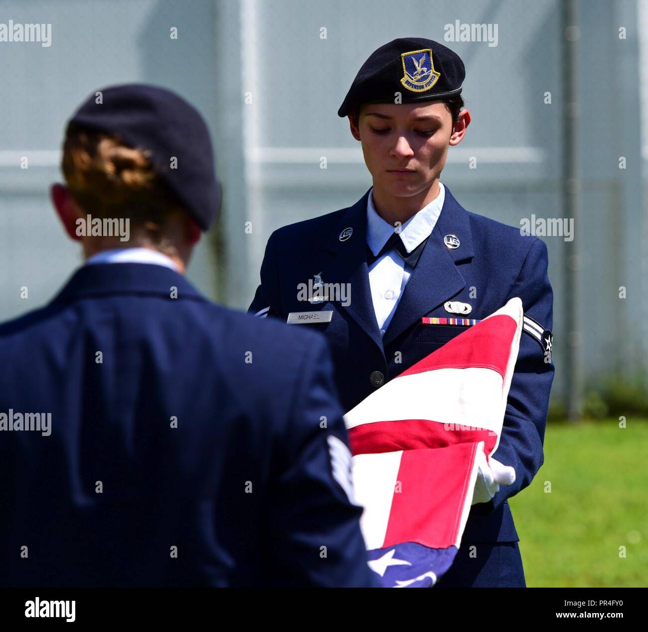 U.S. Air Force Airman 1st Class Arleen Michael, right, and Staff Sgt ...