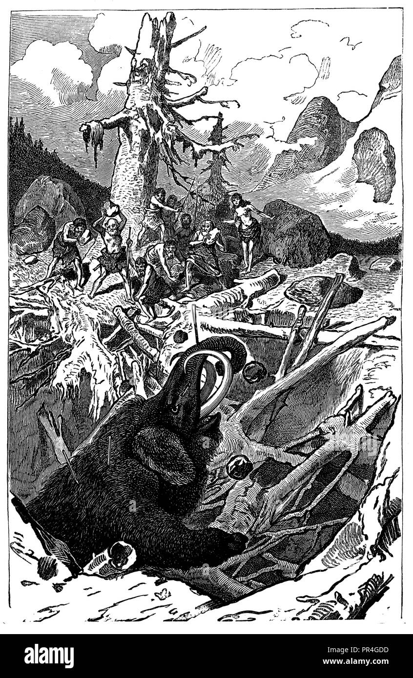 Primitive man engraving Black and White Stock Photos & Images - Alamy