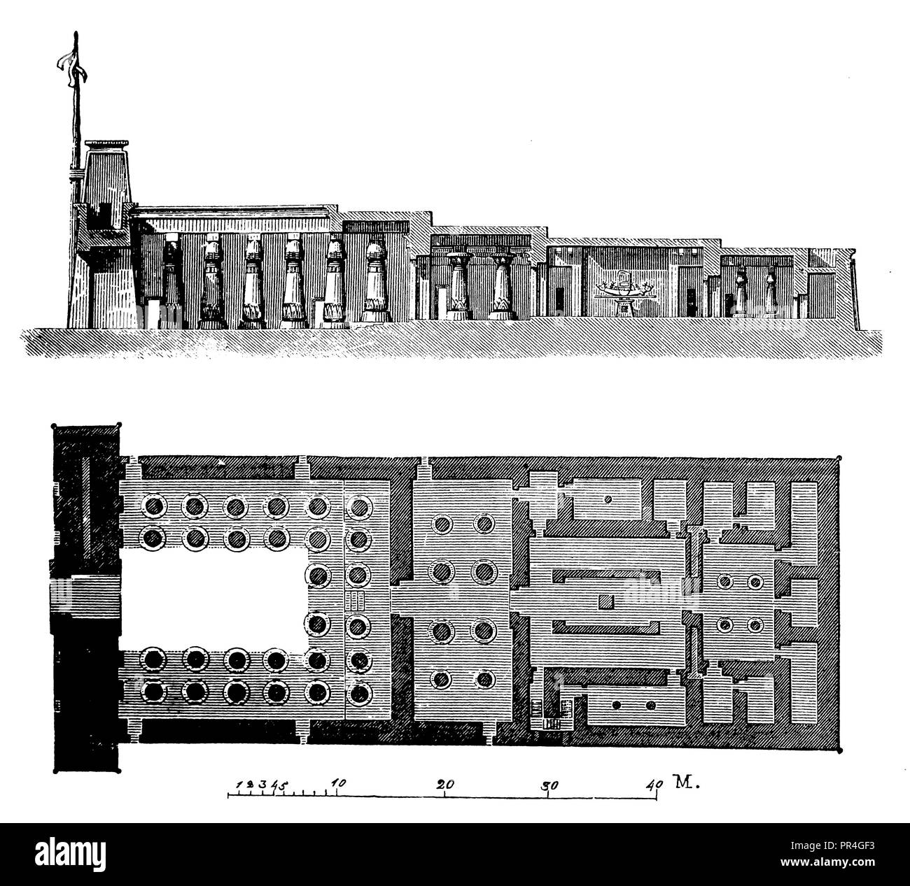 Karnak temple drawing Black and White Stock Photos & Images - Alamy