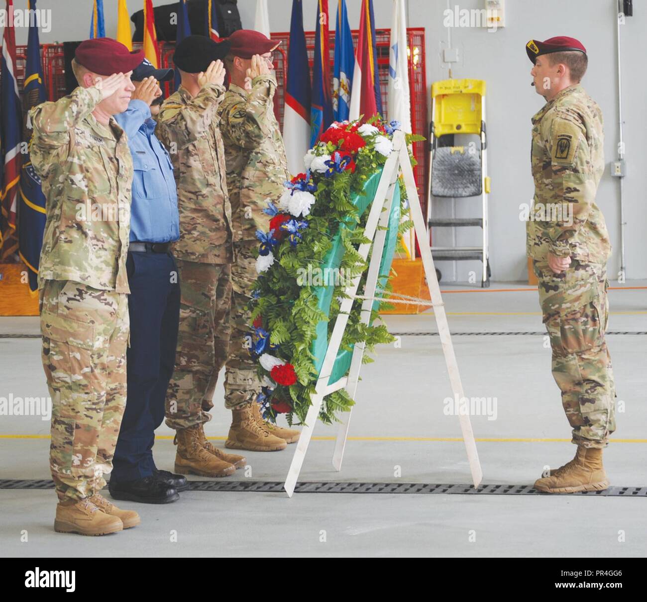 Saluting the installation wreath during the Sept. 11 remembrance ...