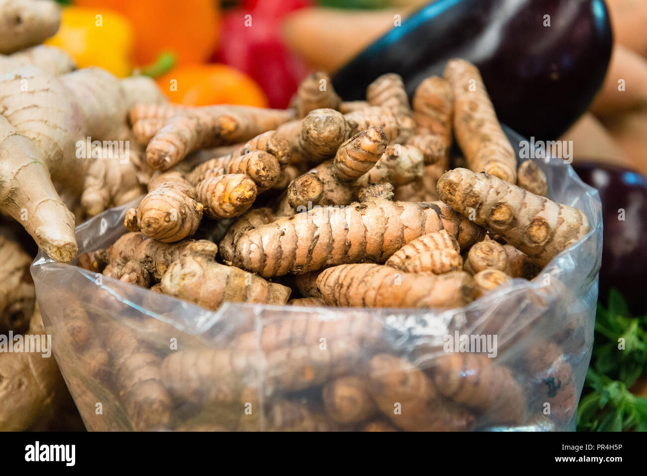Detail of tumeric for sale at a Mexican market Stock Photo - Alamy