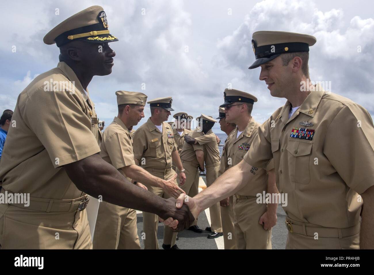 PHILIPPINE SEA (Sep. 14, 2018) Cmdr. Leroy Mitchell, the commanding ...