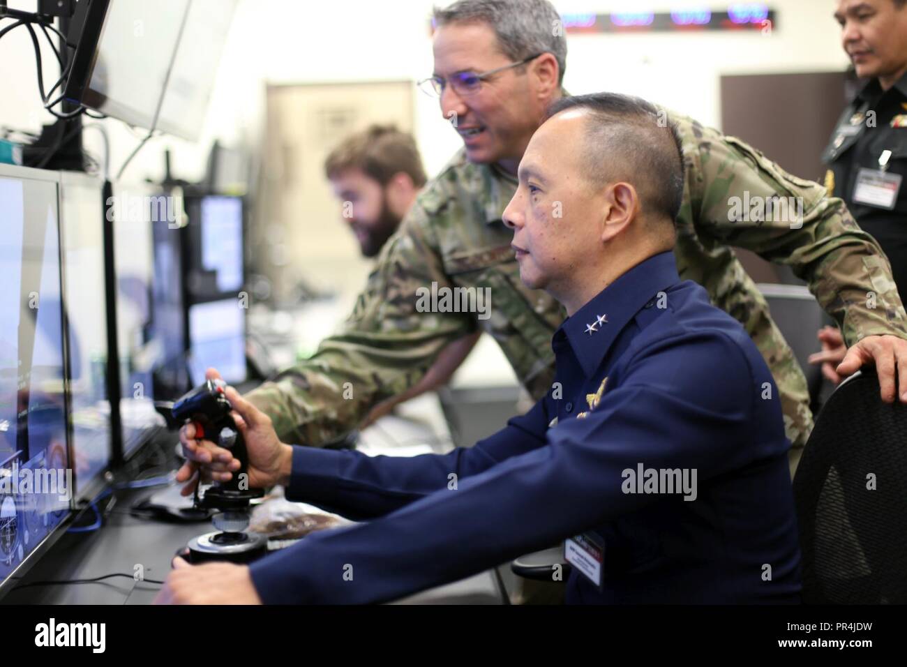 Col. Frank Scalaro, commander, 194th Air Support Operations Group shows ...