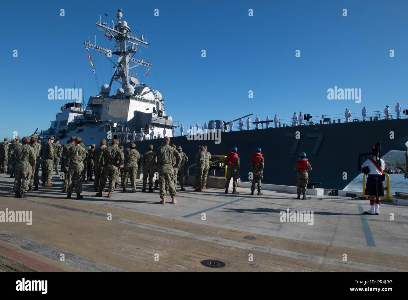 PEARL HARBOR (Sept. 14, 2018) Sailors watch as the guided-missile ...