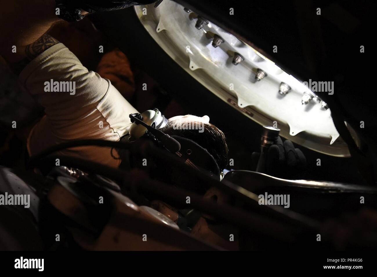 A crew chief with the 437th aircraft maintenance squadron hi-res stock ...