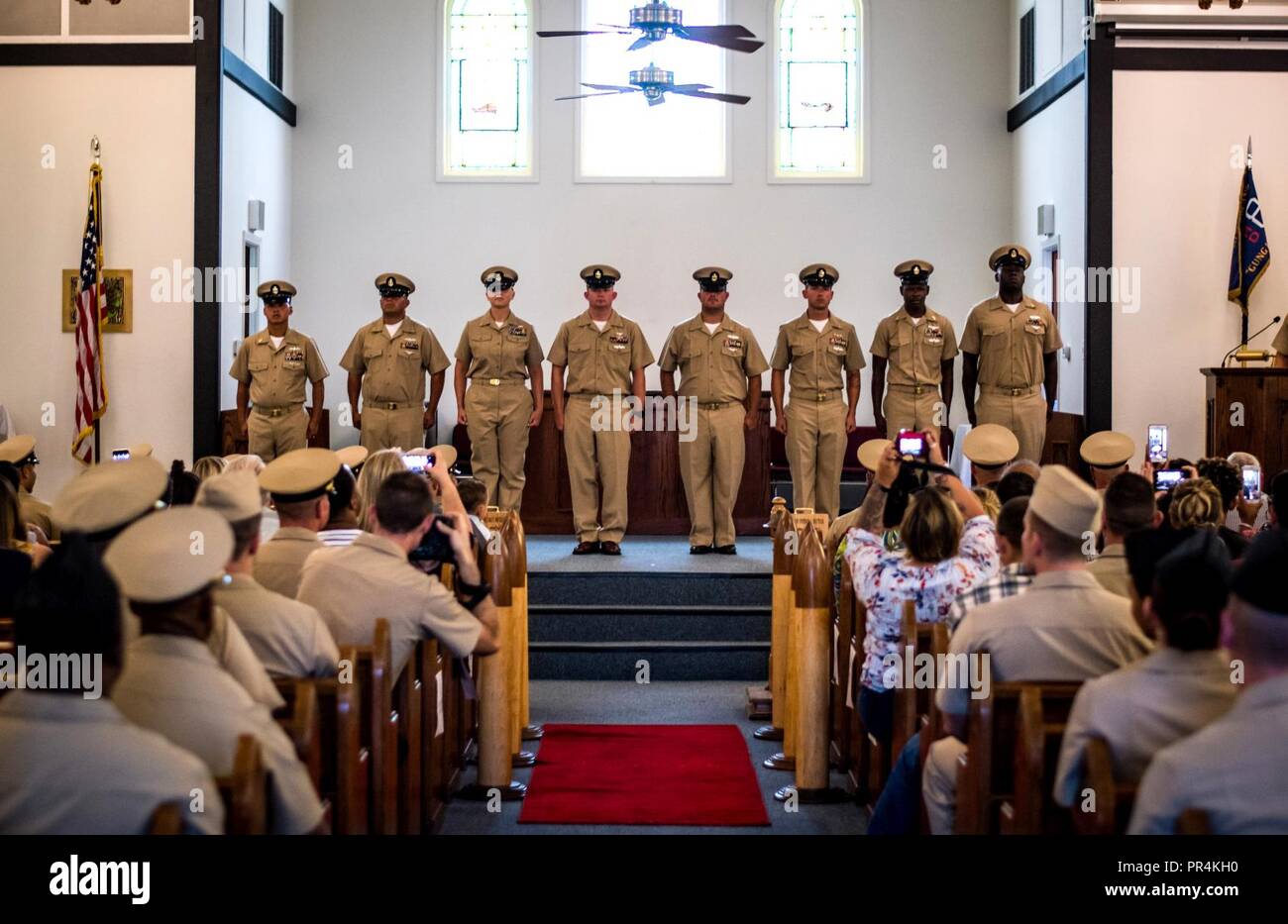 DIEGO (Sept. 14, 2018) Newly pinned chief petty officers, assigned to ...
