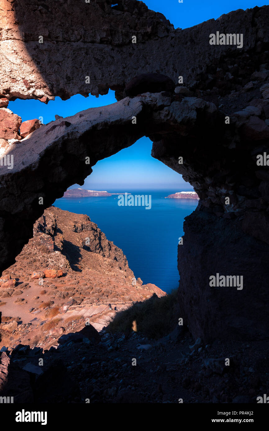 View over Skaros Rock in Santorini in Greece Stock Photo - Alamy