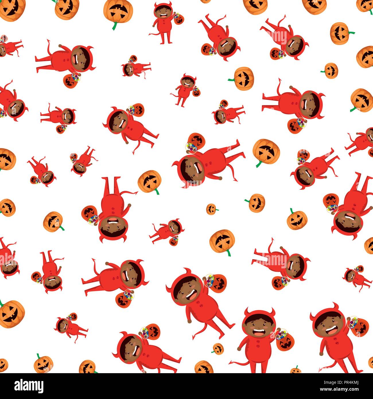 boy dressed up as a halloween devil pattern vector illustration Stock ...