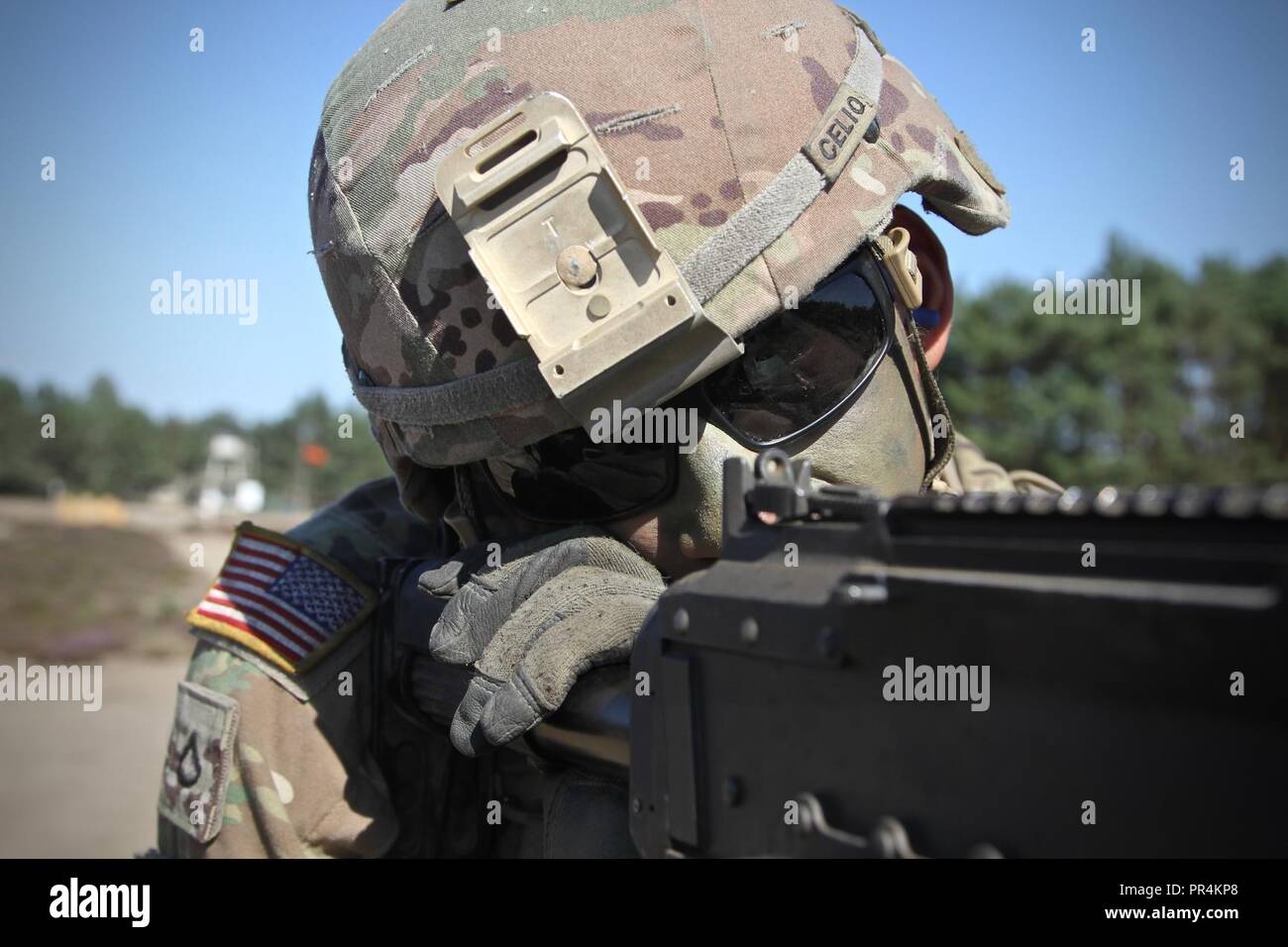 U.S. Army Pfc. Luis Celio, of the 91st Brigade Engineer Battalion, 1st ...