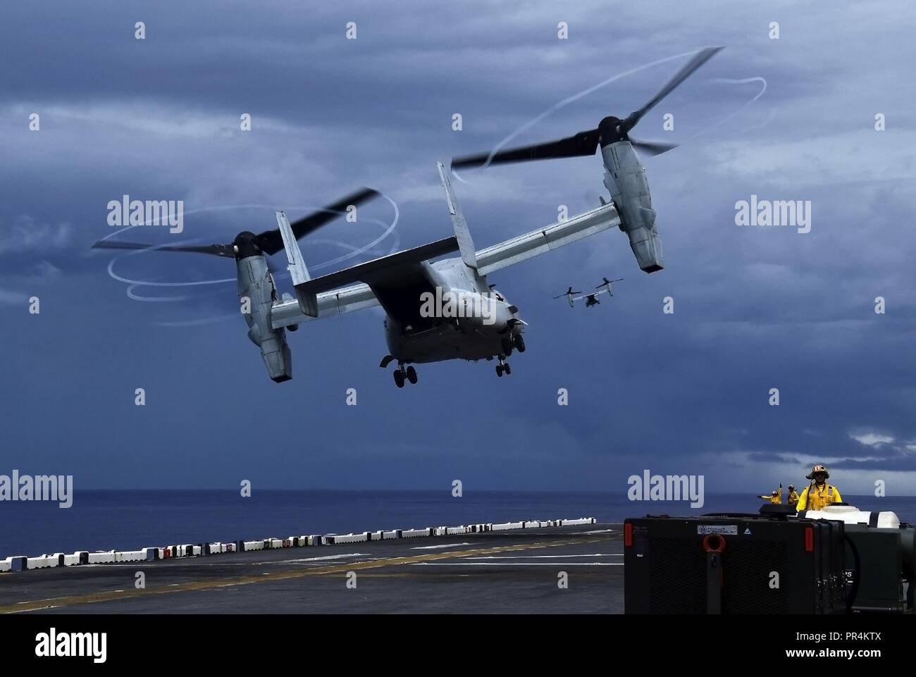 OCEAN (Sept. 14, 2018) - MV-22 Ospreys assigned to the "Flying Tigers" of Marine Medium ...