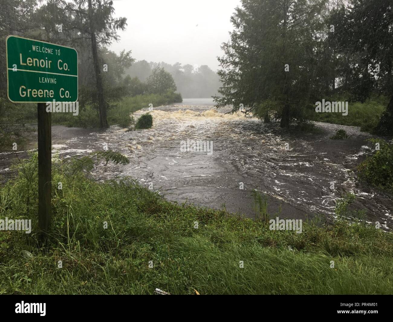 An area of Kinston, NC shows flooding September 14, 2018 in Lenoir ...