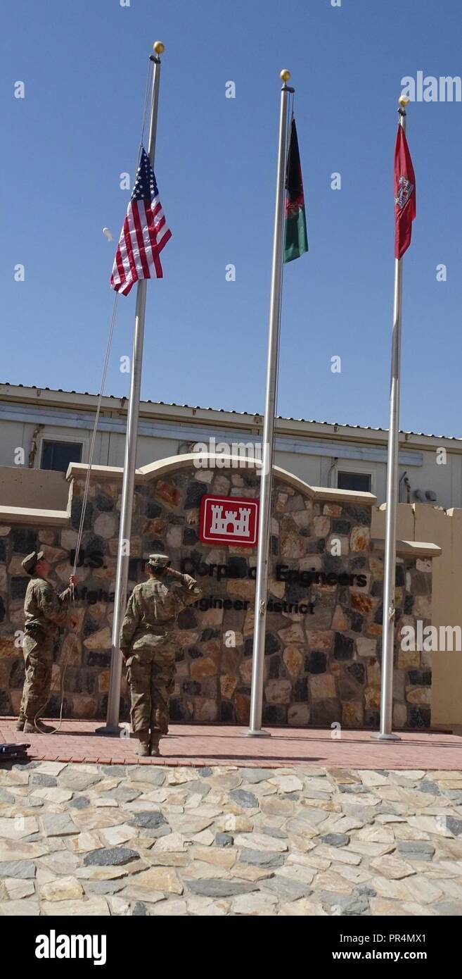 Detachment Commander, Lt. Col. Malia Pearson salutes the flag after it ...