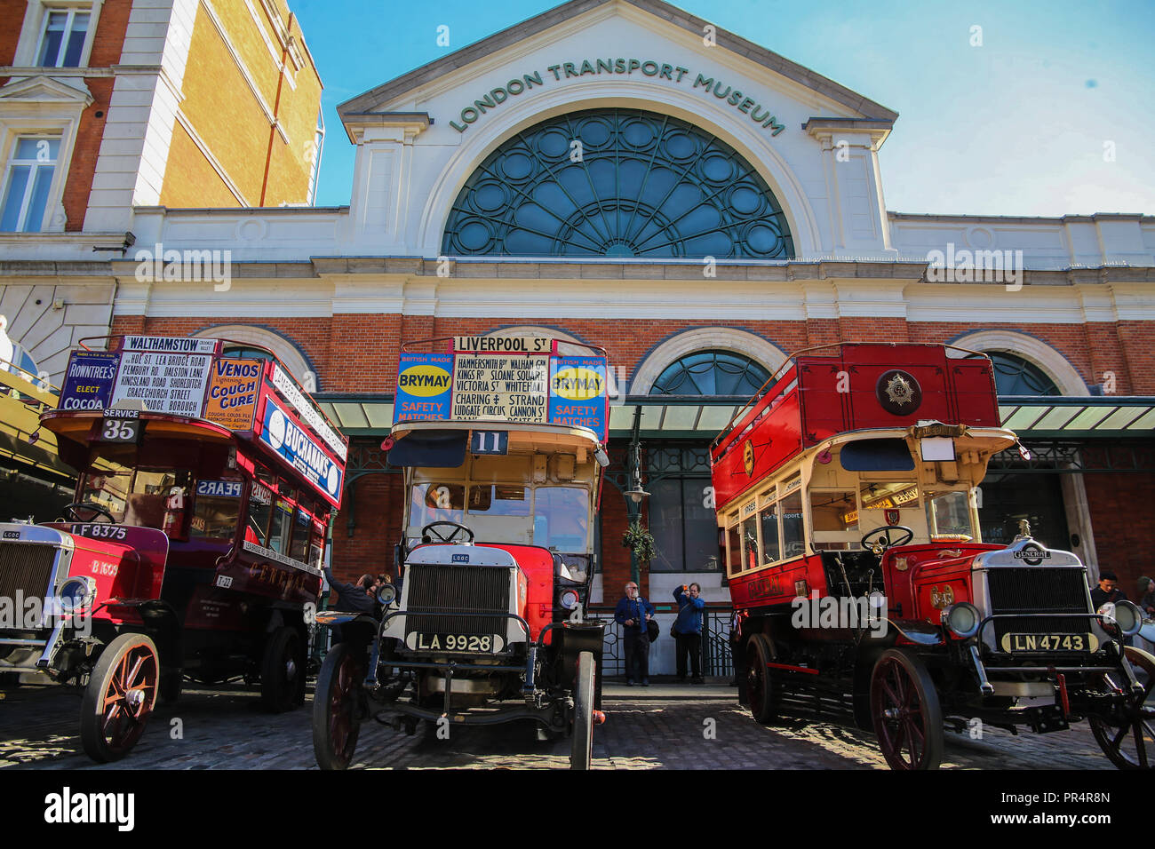 London, UK 29 September 2018 Four first World War battle buses were on ...