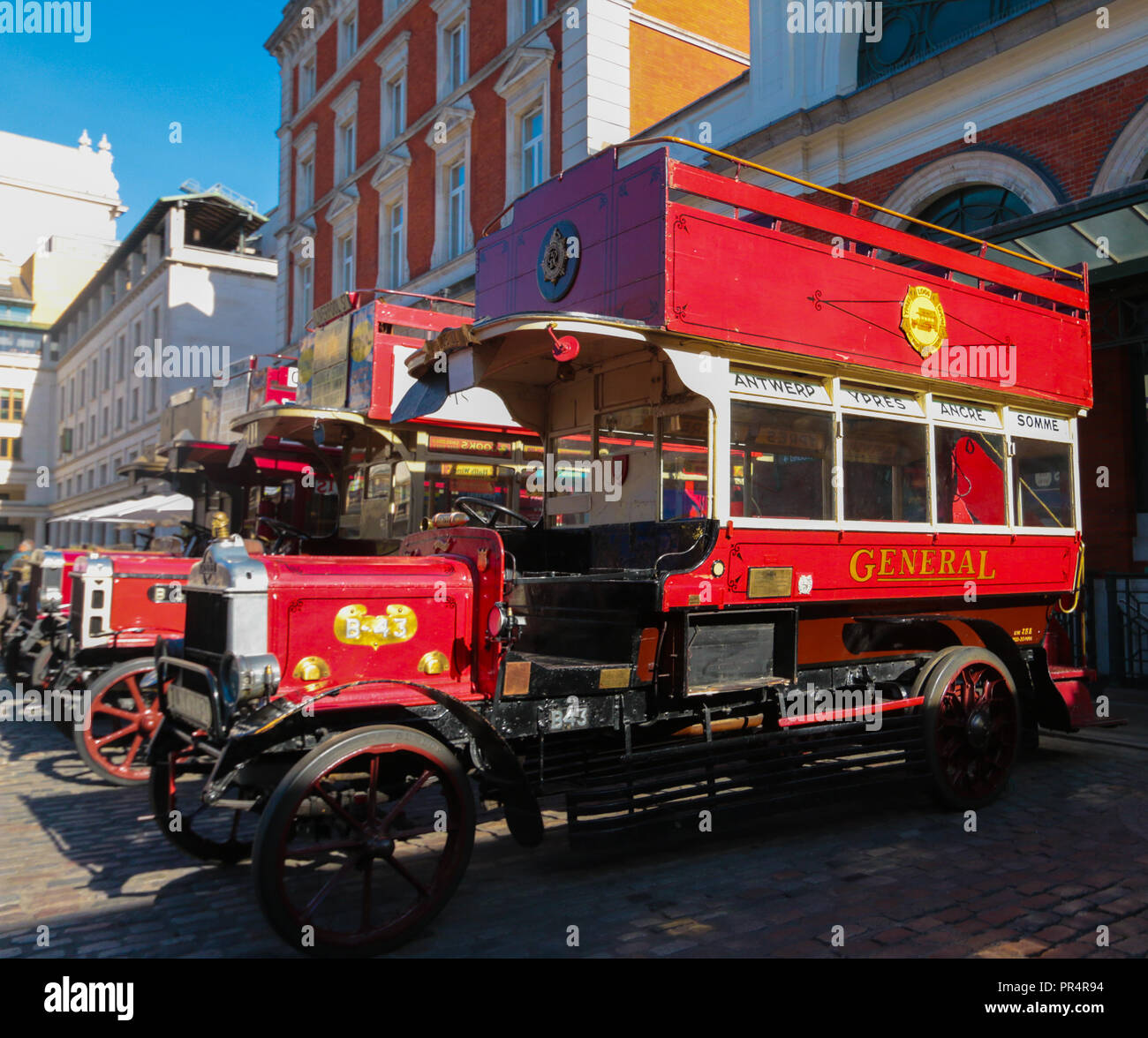 London, UK 29 September 2018 Four first World War battle buses were on ...